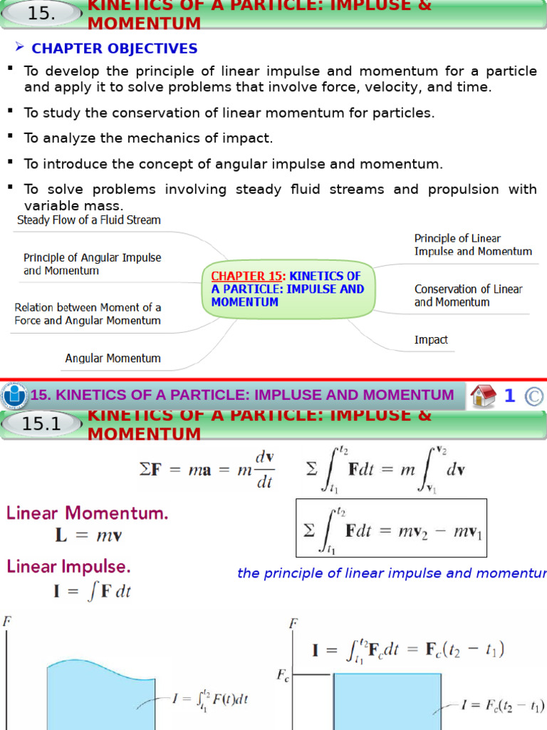 ENG MECHANICS - CHAPTER 15 - KINETICS OF PARTICLES - IMPLUSE AND MOMENTUM - v3 | PDF