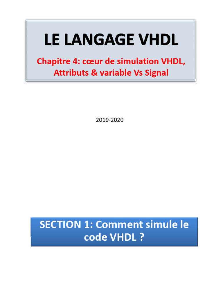 Chap4 - Cours VHDL - Simul - Attributs - Variables | PDF
