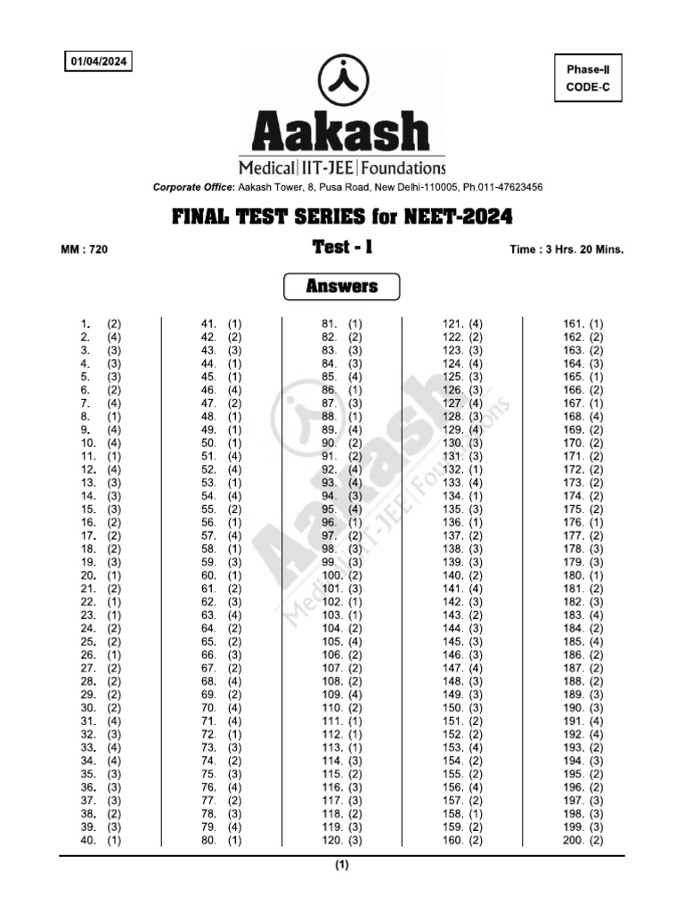 FTS-01 (C) (PII) Med 01-04-2024 Sol | PDF