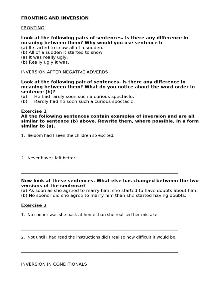 inversion and fronting | PDF