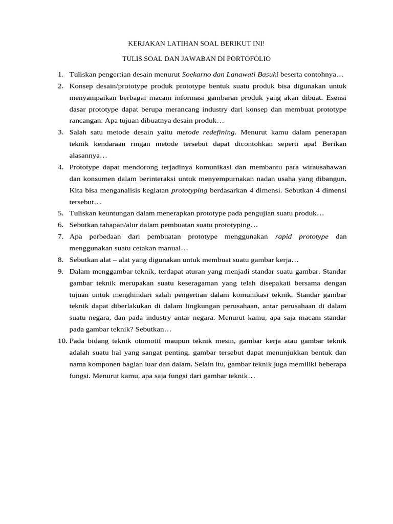 Latihan Soal PKK Xi | PDF