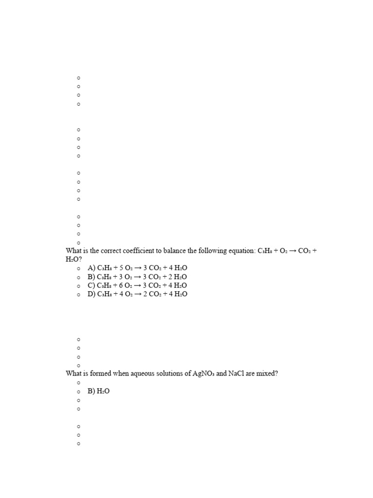 Quiz - Chemical Reactions | PDF