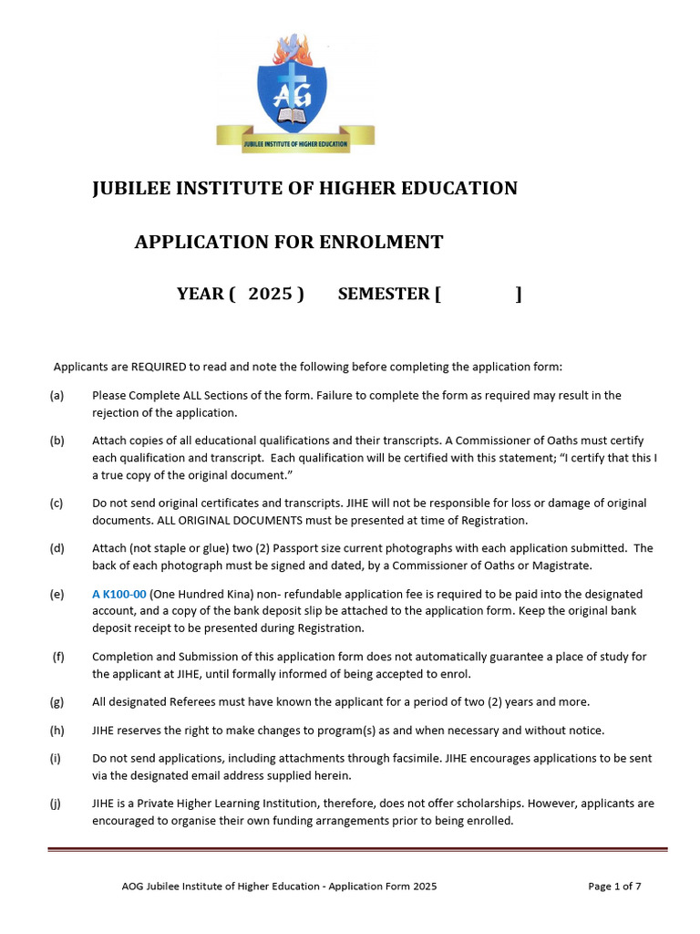 JIHE Application Form 2025 | PDF
