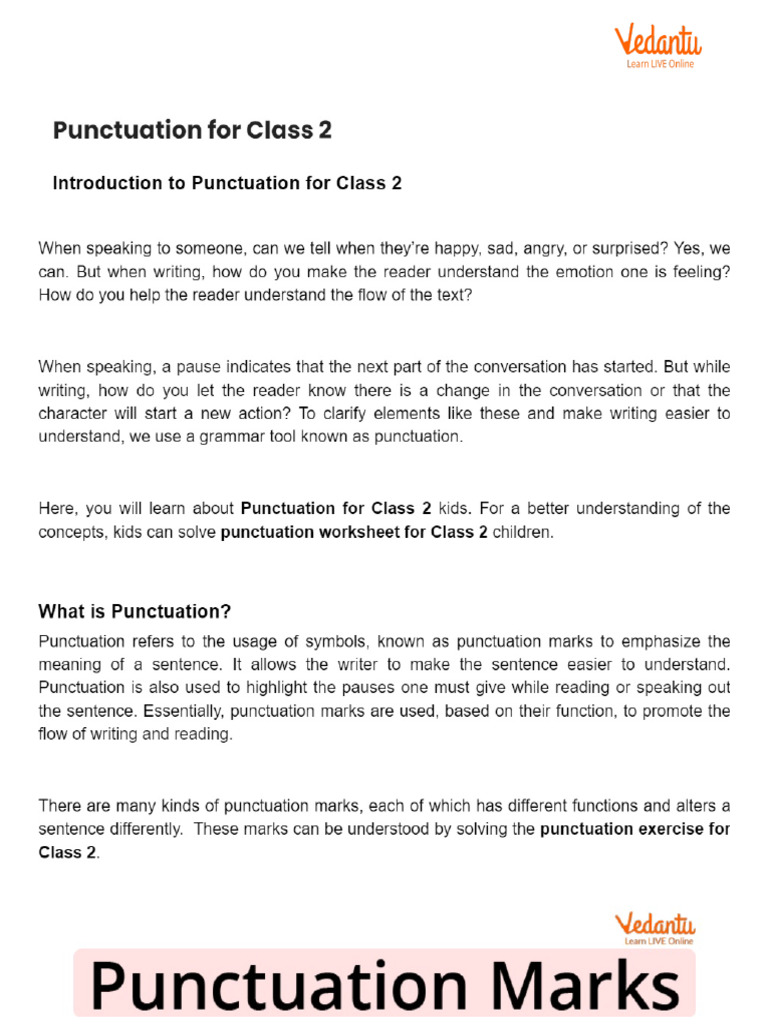Punctuation for Class 2 | PDF