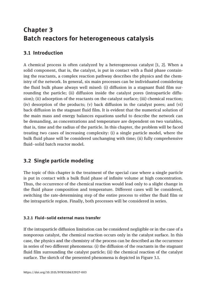 Chapter 3 Batch Reactors For Heterogeneous Catalysis 2020 | PDF