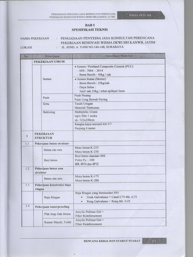 Lampiran RKS 1-4 | PDF