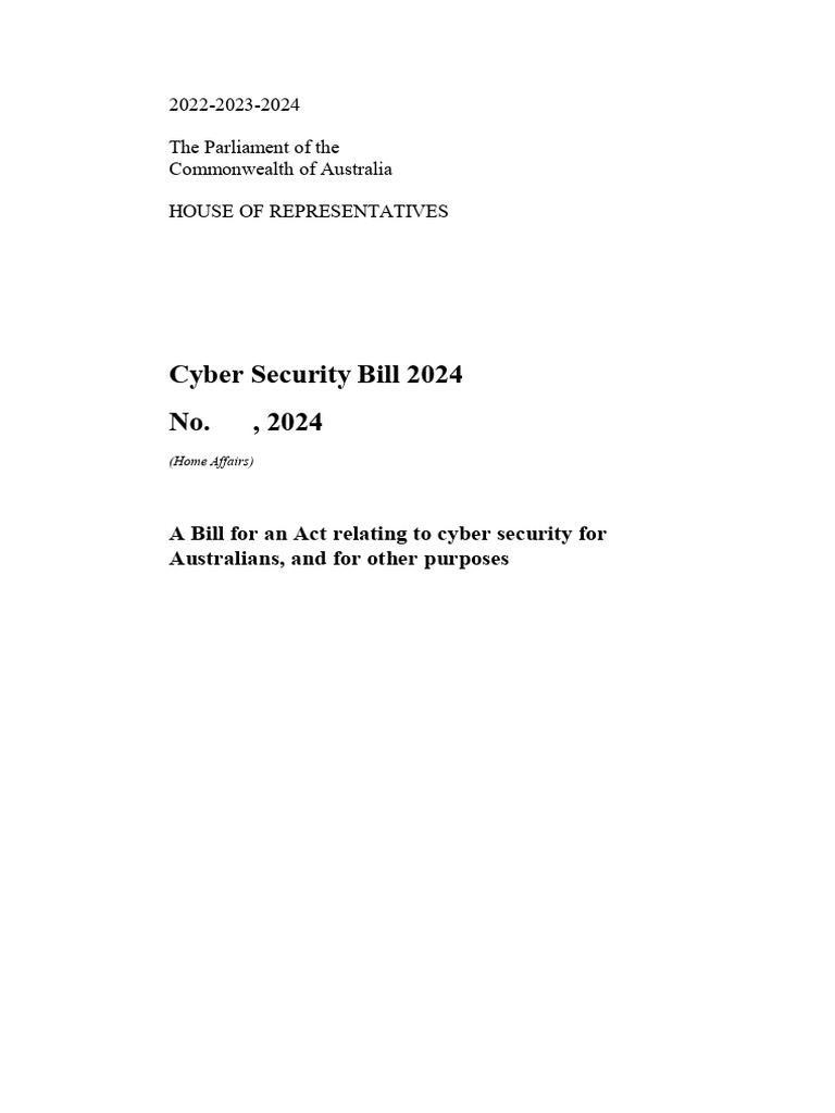 The Australian Cyber Security Bill 2024 | PDF