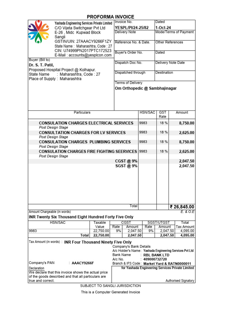 Proforma Invoice No. 82 | PDF