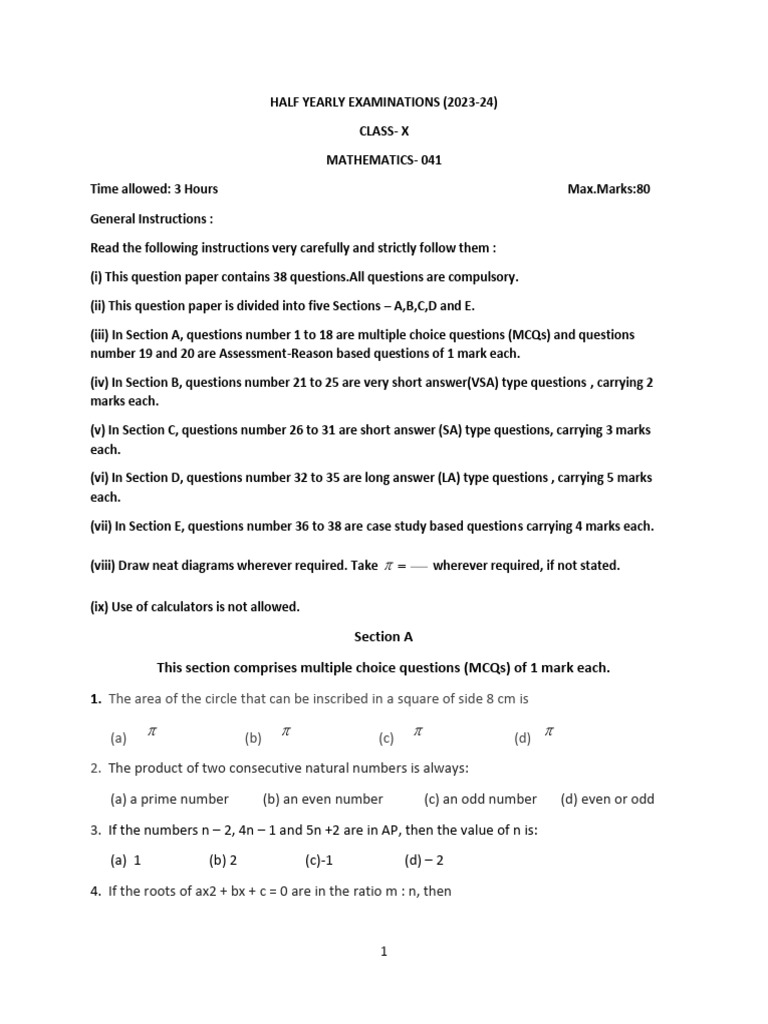 10 maths QP-2 (1) | PDF