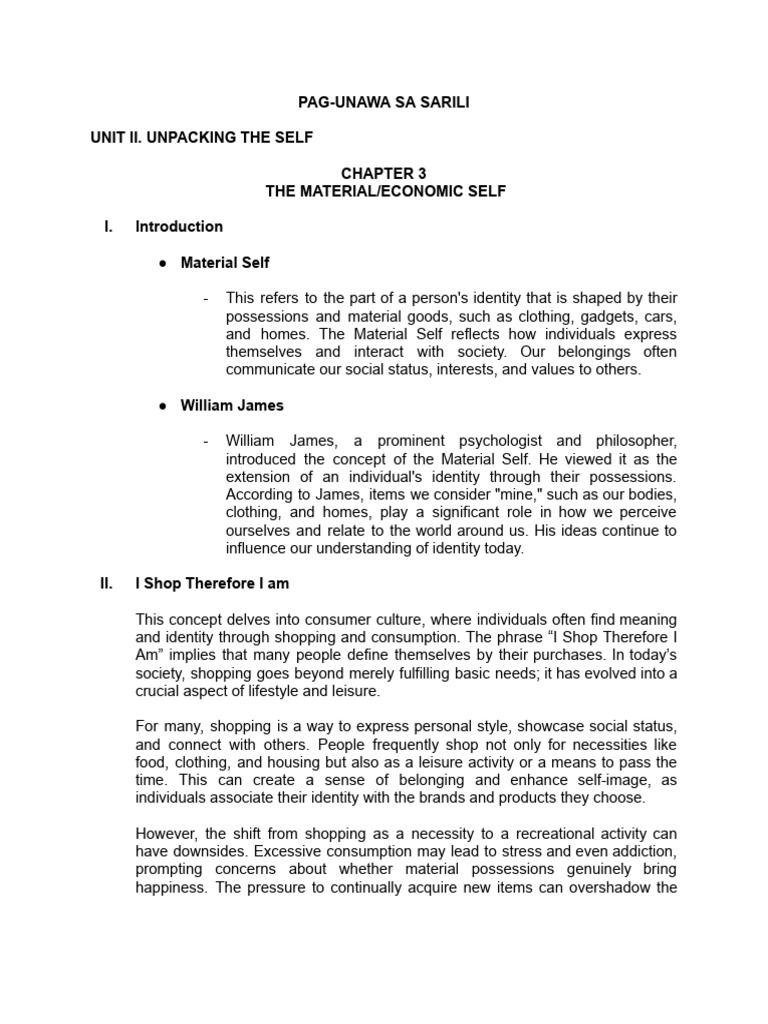 GROUP 6 - The Material-Economic Self - DIATOR | PDF