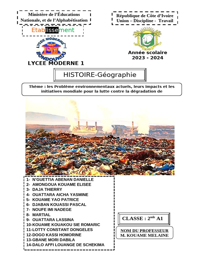 Exposé Sur Les Problèmes Environnementaux Actuels | PDF