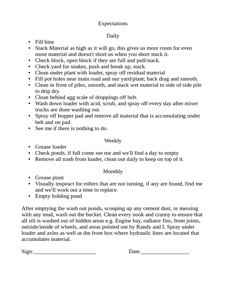 Loader Expectations | PDF