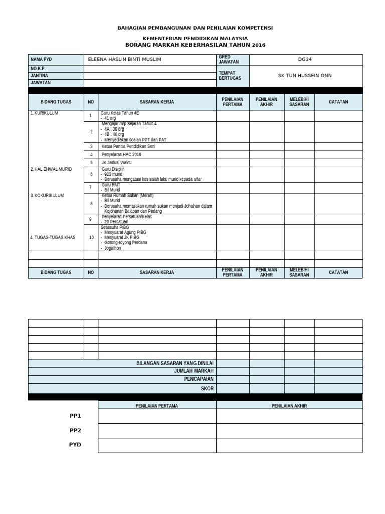 Contoh Borang Keberhasilan Original | PDF