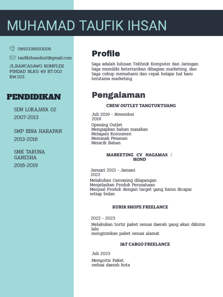 CV Taufik - 1 | PDF