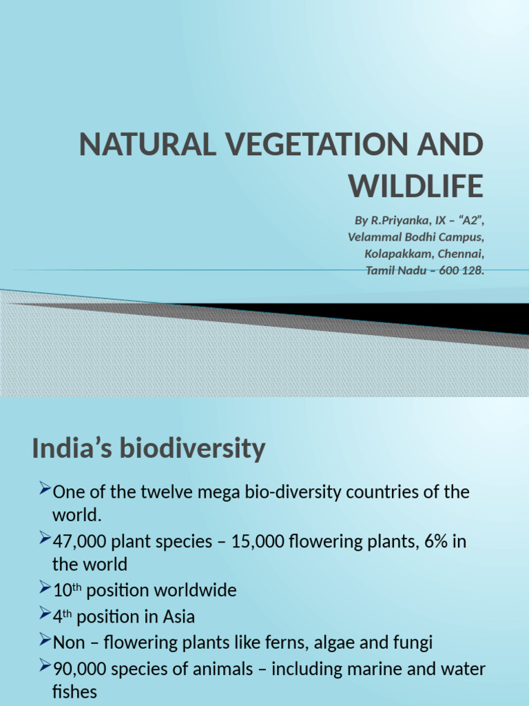 Natural Vegetation and Wildlife - by R.priyanka | PDF | Ecosystem ...