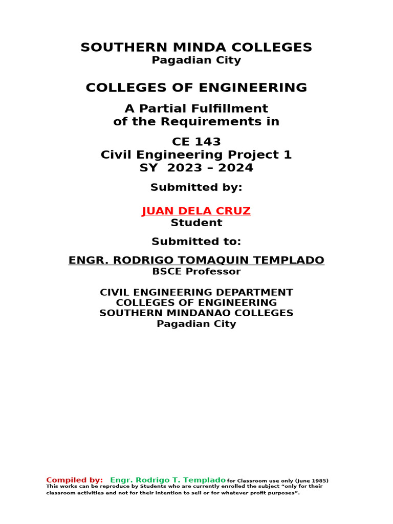 1.0 Activity 0.1 CE 143 Front Page Format | PDF