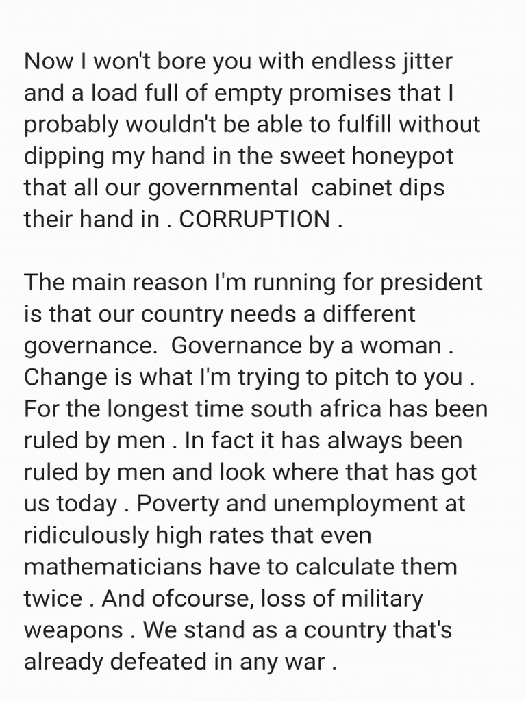 Speech - Why I Should Be President | PDF
