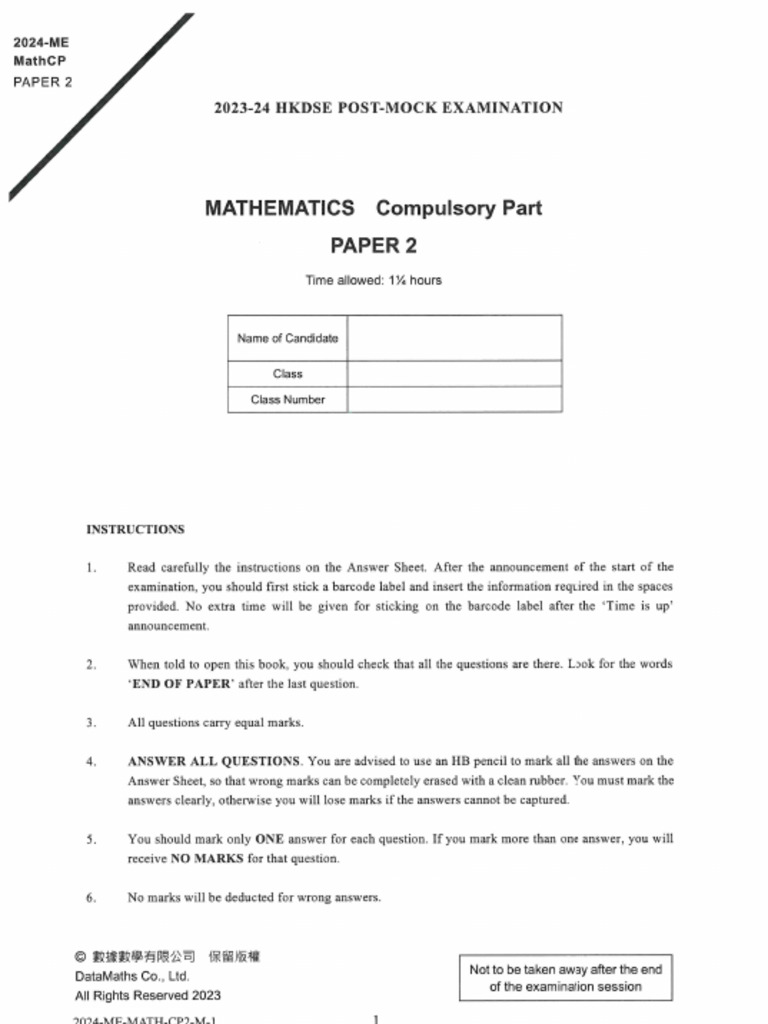 2324 Maths Post-Mock P2 2 | PDF