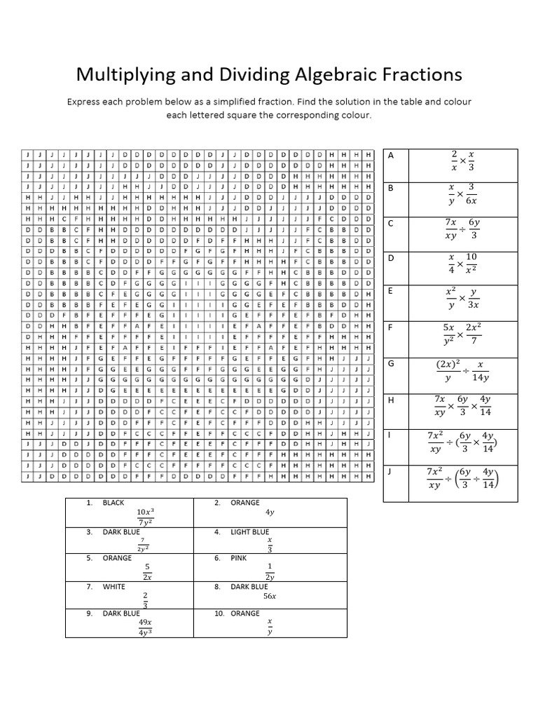 Rei Multiplying and Dividing Algebraic Fractions Activity | PDF