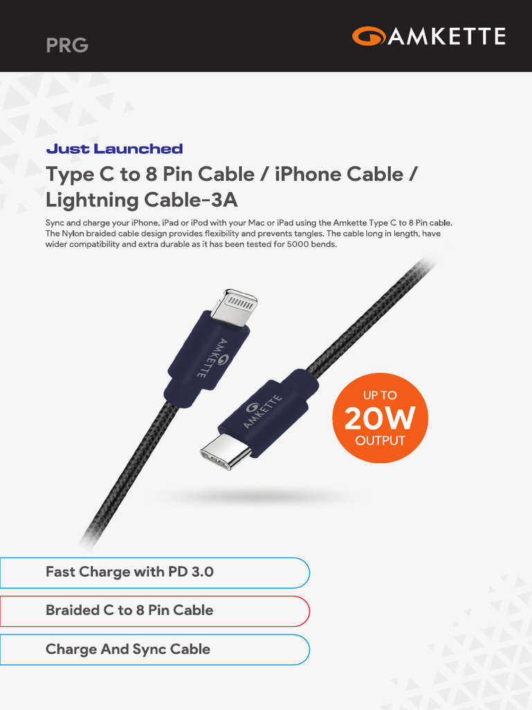Type C To 8 Pin Cable - PRG | PDF