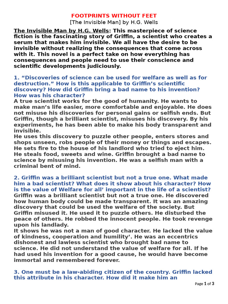 Footprints without Feet_Q&A | PDF