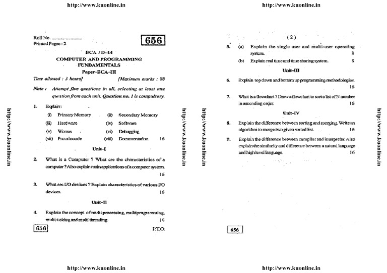 bca-1-sem-computer-and-programming-fundamentals-656-dec-2014 | PDF bca-1-sem-computer-and-programming-fundamentals-656-dec-2014 | PDF