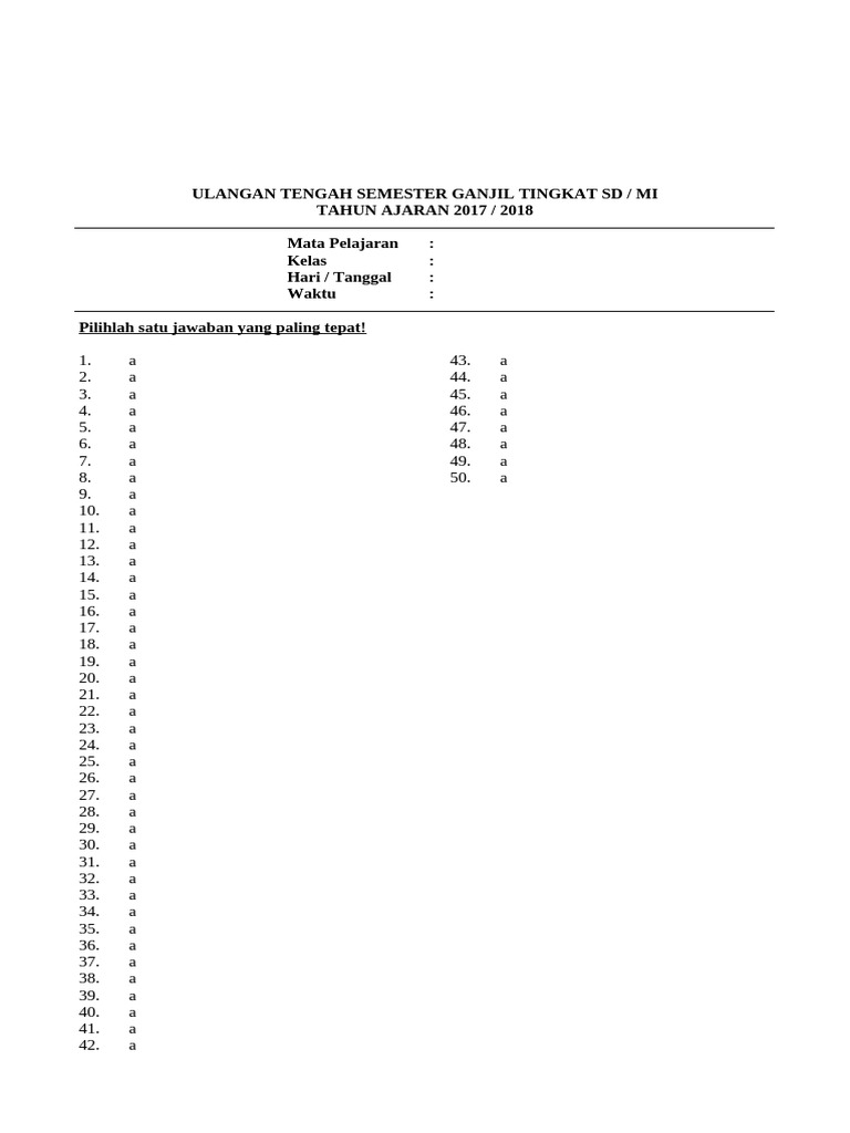 Format Penulisan Soal | PDF