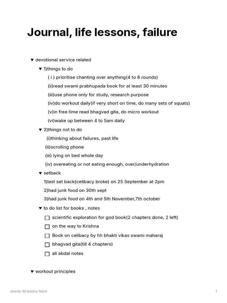 Journal - Life - Lessons - Failure Template | PDF