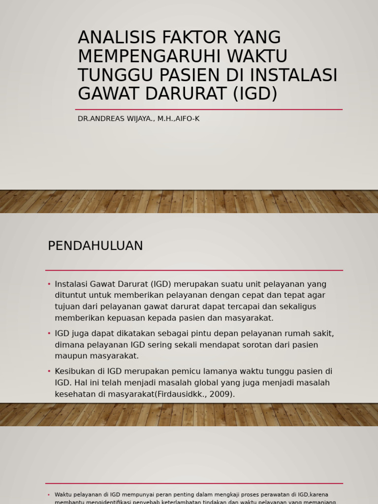 Analisis Faktor Yang Mempengaruhi Waktu Tunggu Pasien Di IGD | PDF