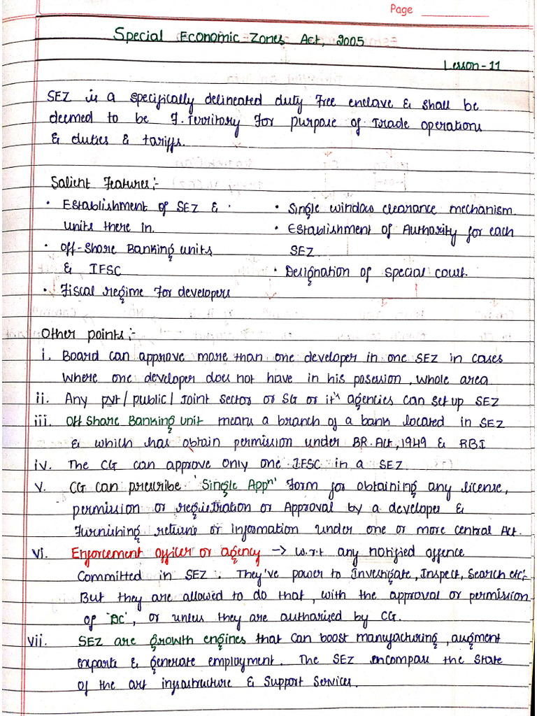 SEZ (EBCL) CS Executive - Hand Written Notes | PDF