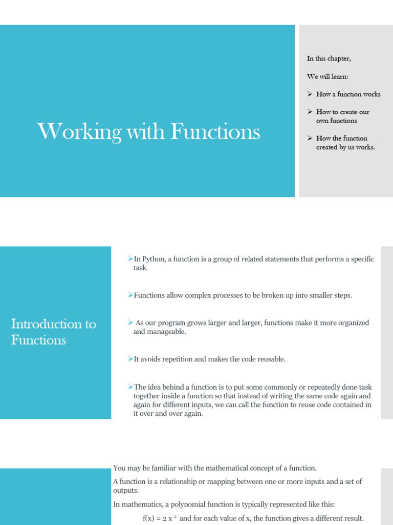 Reference For Working With Functions - Python (2022-23) | PDF