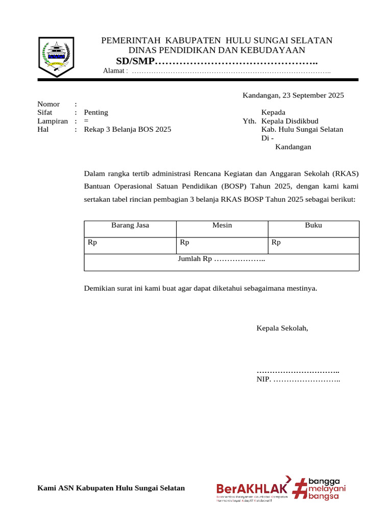 Surat Usulan 3 Belanja Bosp 2025 | PDF