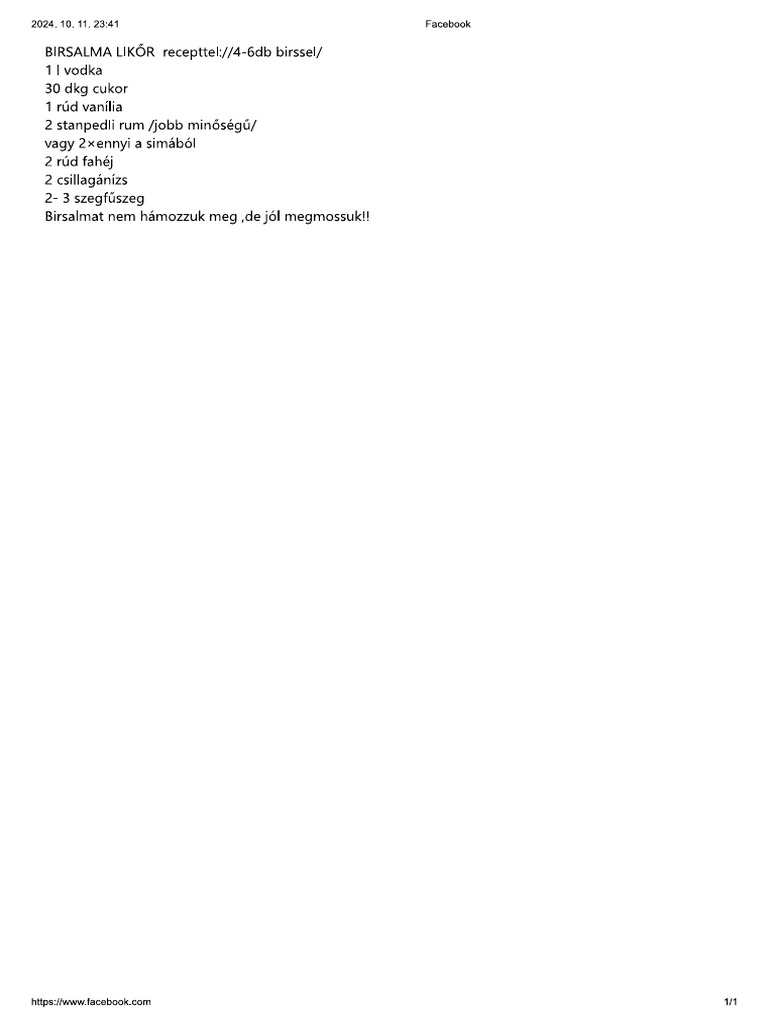 Birsalma Likőr Recept | PDF