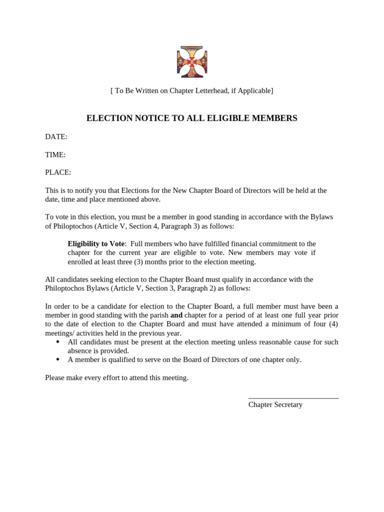 Sample Election Notice | PDF