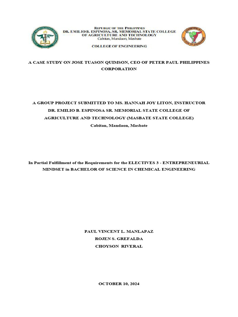 Entrep-Project - Case-Study Josequimson | PDF