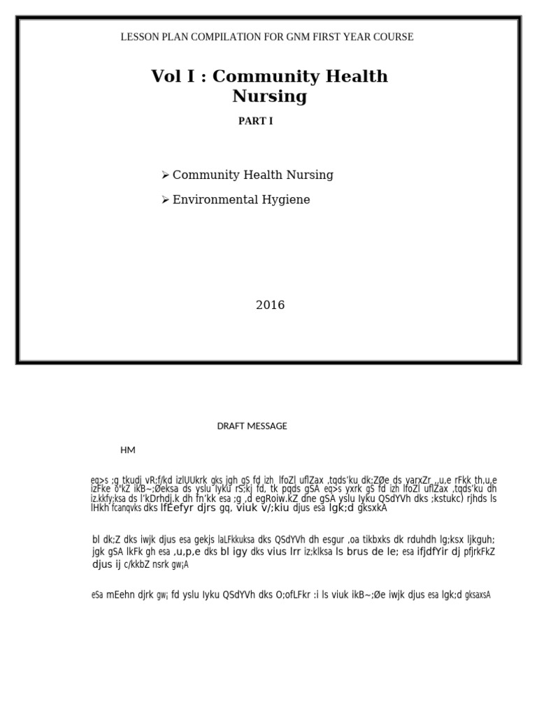 GNM Vol I Community Health Nursing Part 1 Min | PDF