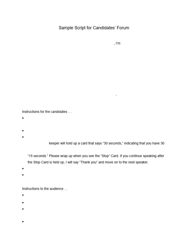 Sample Script For Candidates Forum | PDF
