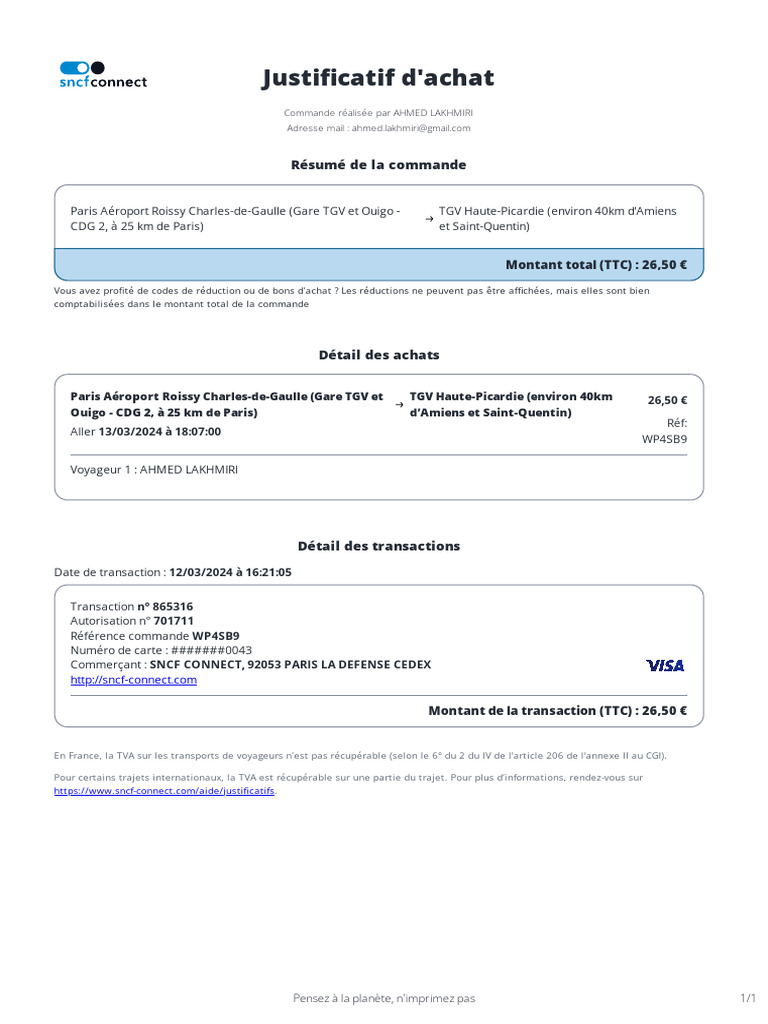 Billet Retour SNCF | PDF