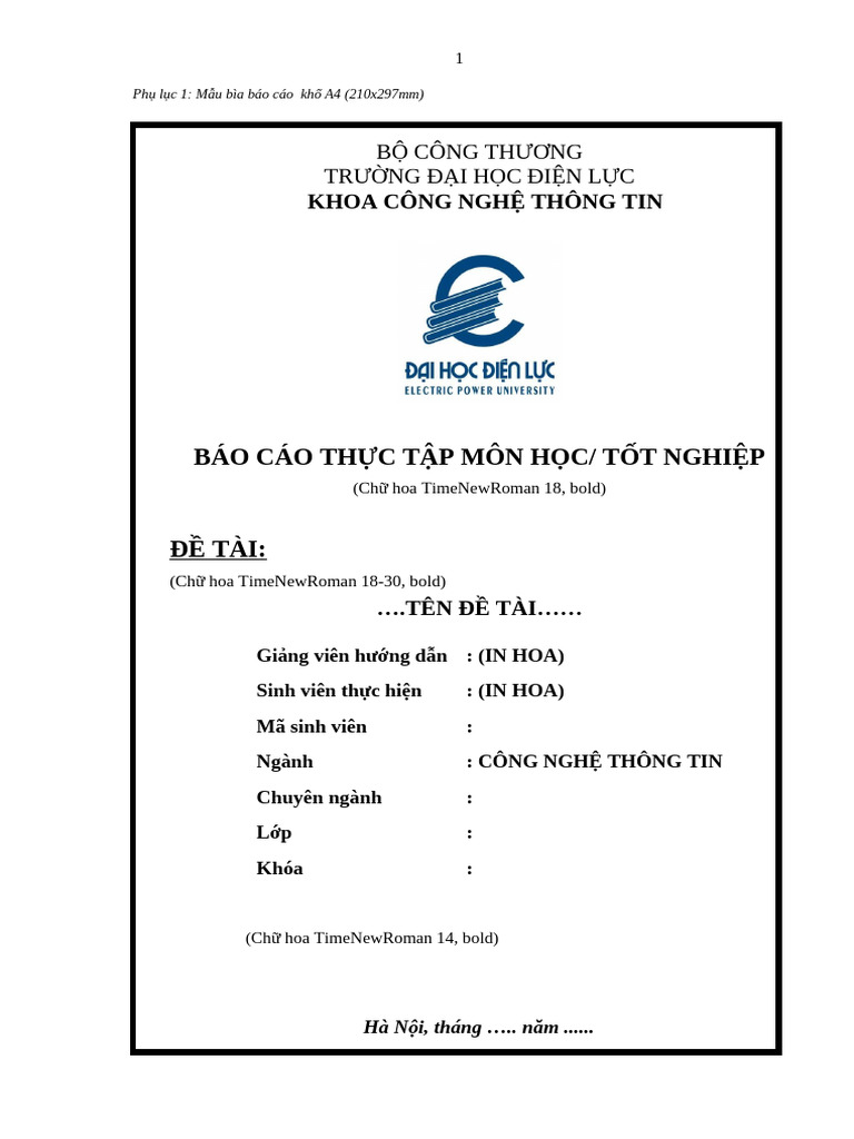 1b - Mau Bao Cao Thuc Tap Mon Hoc - V2 | PDF