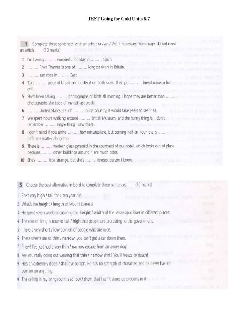Test 9b Units 6-7 | PDF