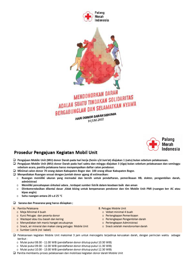 Prosedur Mobile Unit Utd Pmi Kab Bogor | PDF