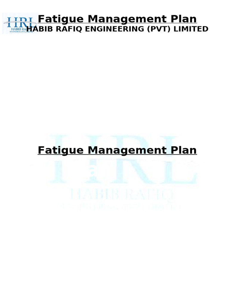 Fatigue Management Plan | PDF