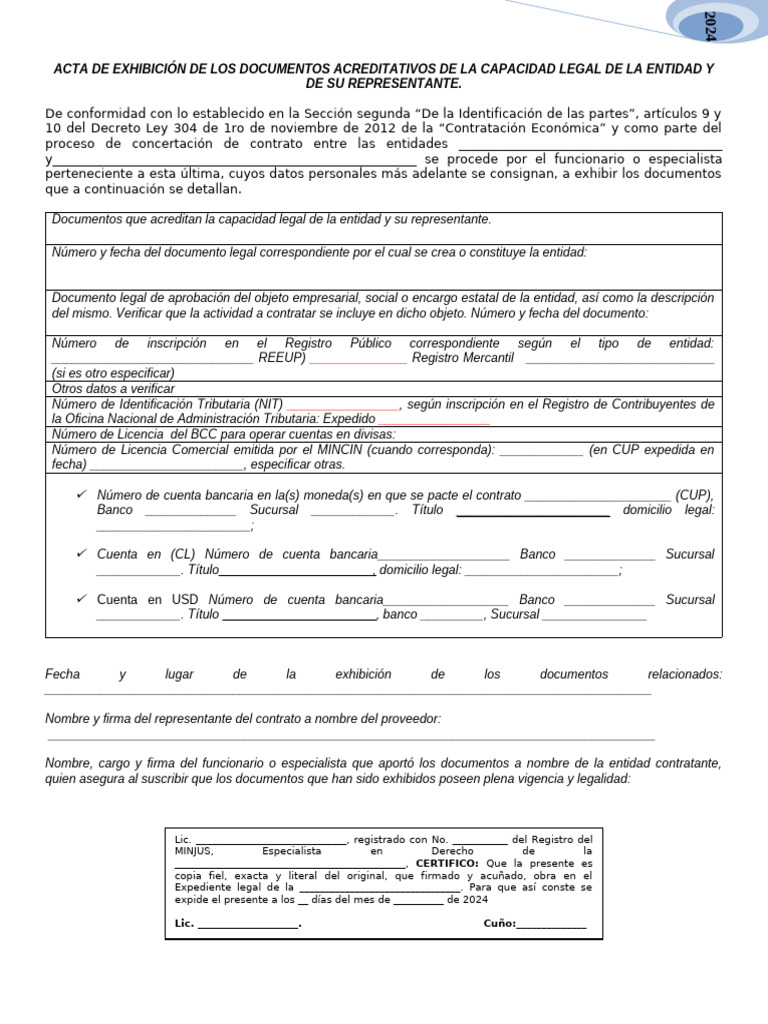 Nueva Acta Exhibición Doc Contratos | PDF