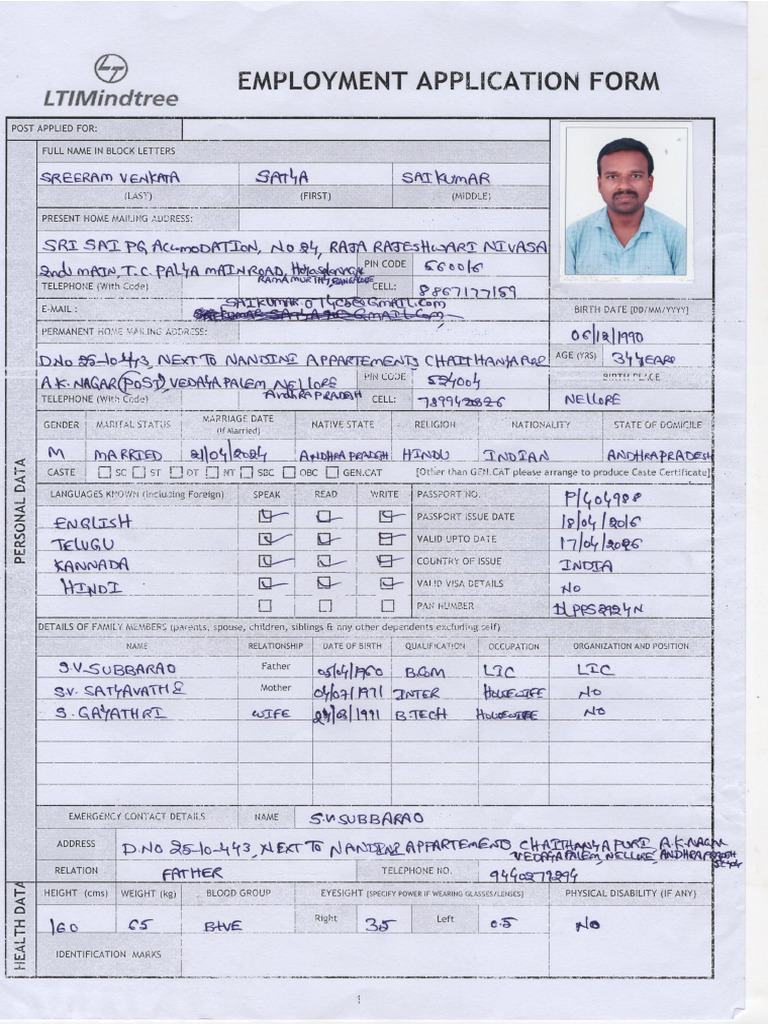 Employment Application Form | PDF