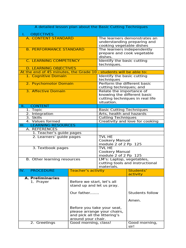 Lesson-Plan CUTTING technique | PDF