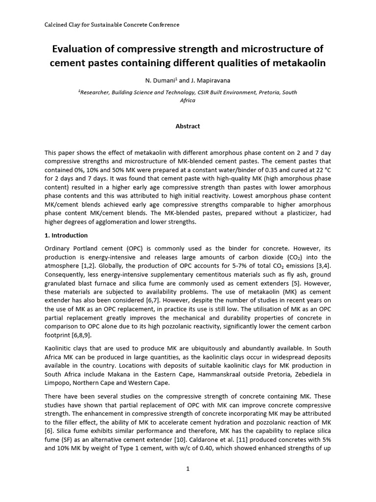 Evaluation of Compressive Strength and Microstructure of Cement Pastes ...
