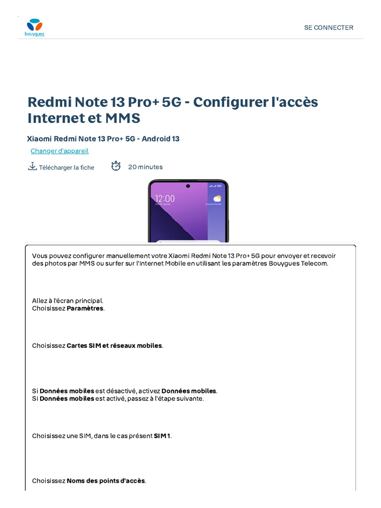 Configurer L'accès Internet Et MMS - Xiaomi Redmi Note 13 Pro+ 5G ...
