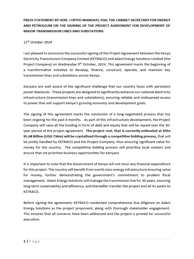 Ketraco Press Statement 1 2 | PDF