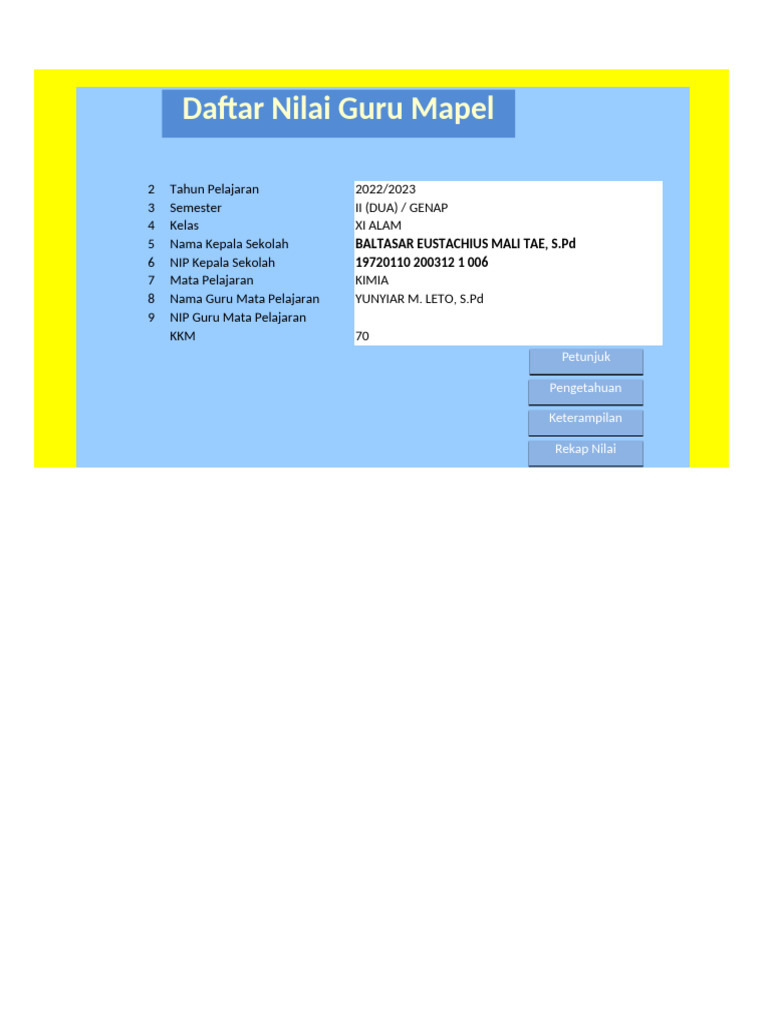 DFTR NILAI KIMIA XI Genap2023 | PDF