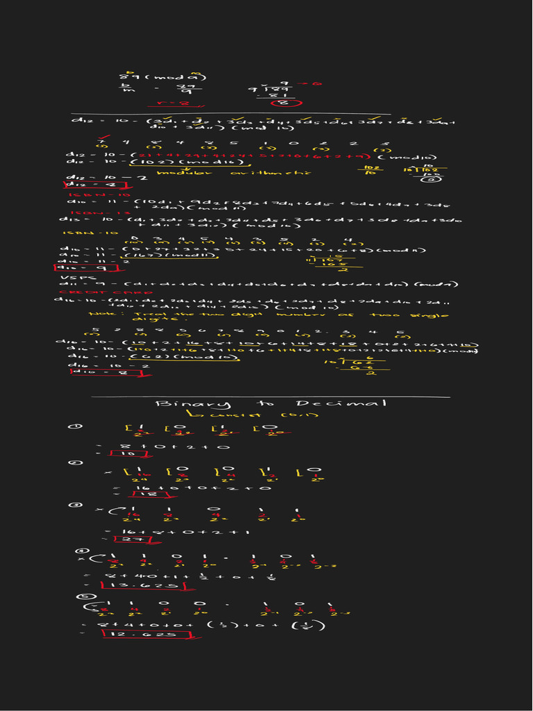 Check Codes and Binary To Decimal | PDF
